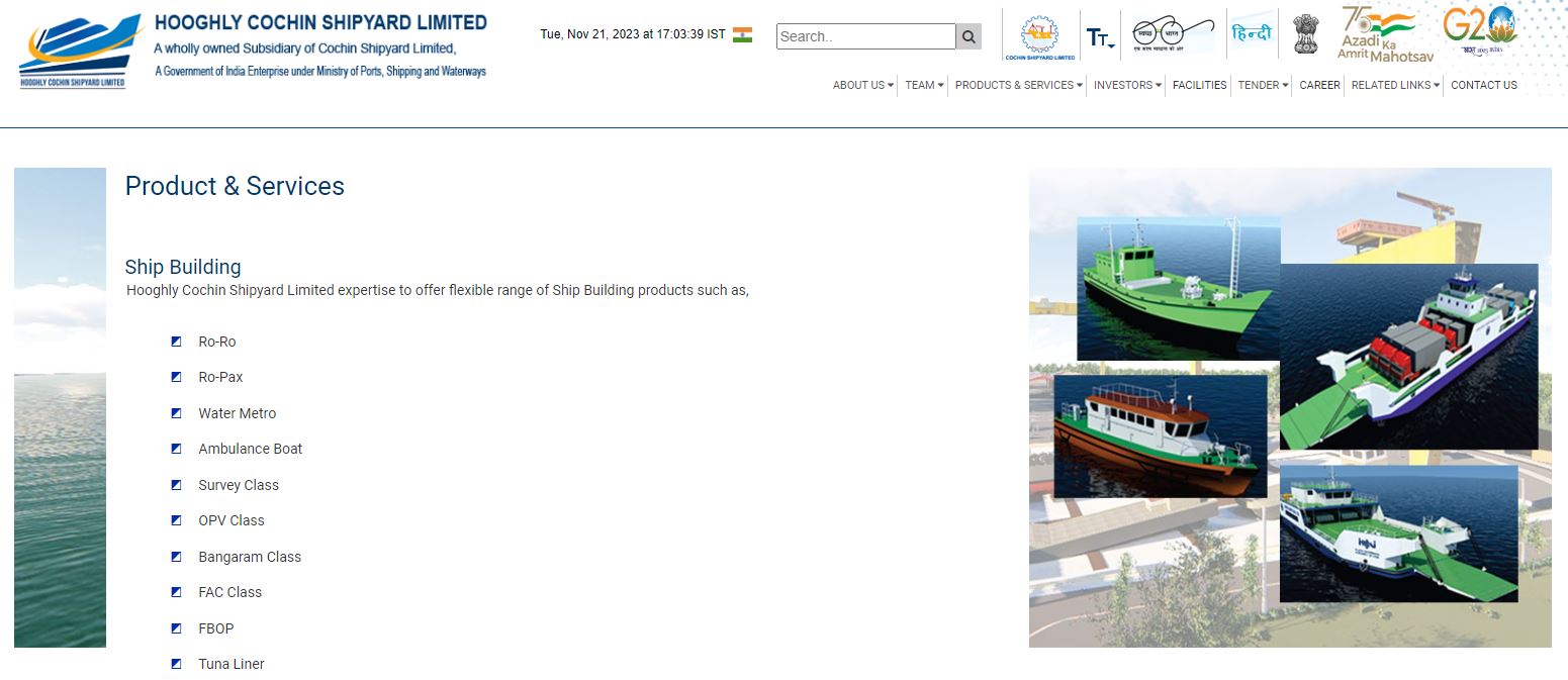 Hooghly Cochin Shipyard Limited - Hydraulic Presses, Mechanical Presses ...